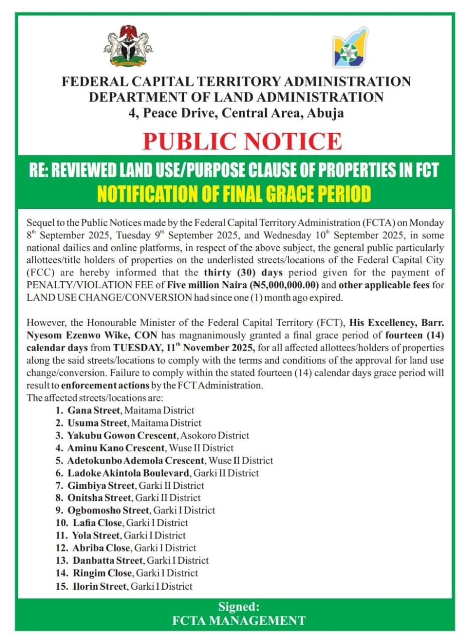 Notification Of Final Grace Period – Daily Post Africa